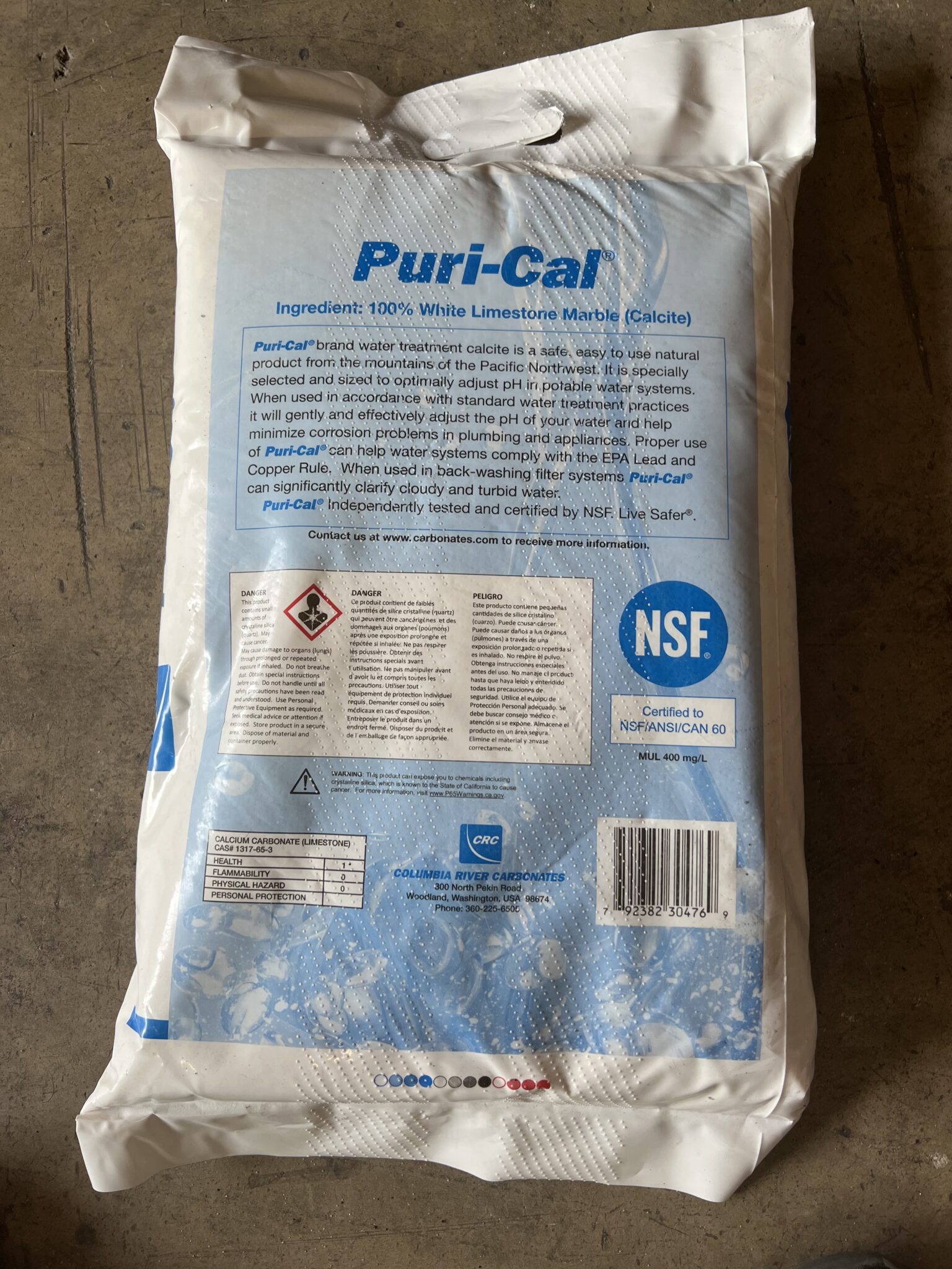 Calcite filter media ph acid neutralizer tanks 1/2 c ft - Aqua True Blue